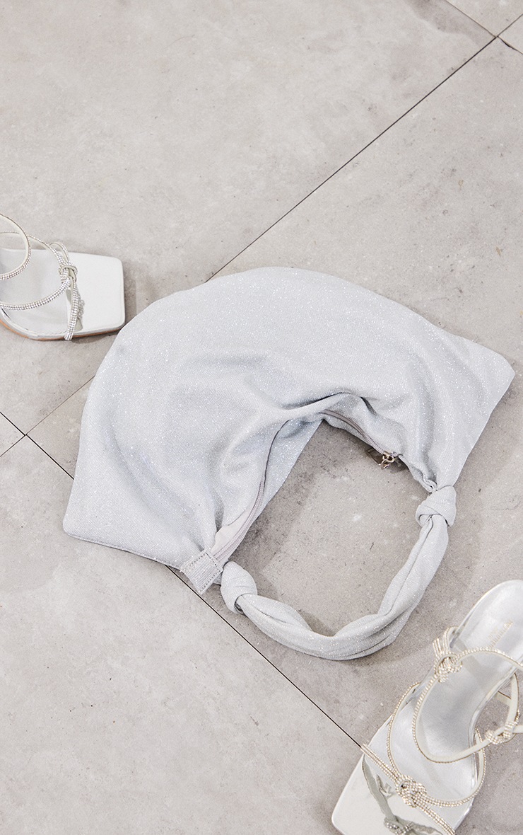 Silver Glitter Slouch Knot Handle Bag | PrettyLittleThing QA