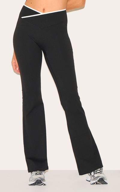 Black Sculpt Binding Contrast Waist Yoga Pants | Athleisure ...