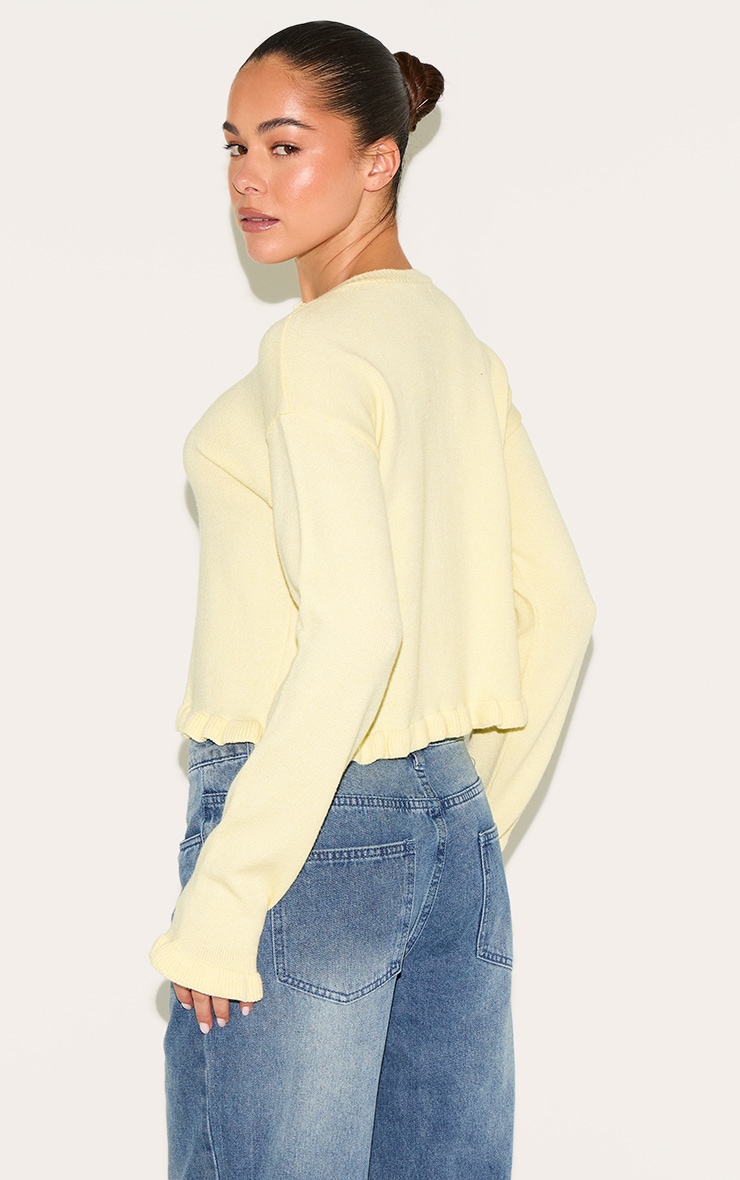 Lemon Knit Ruffle Detail Cardigan | Knitwear | PrettyLittleThing USA