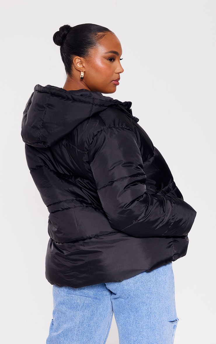 PLT Plus Black Toggle Waist Puffer Coat | Plus Size | PLT