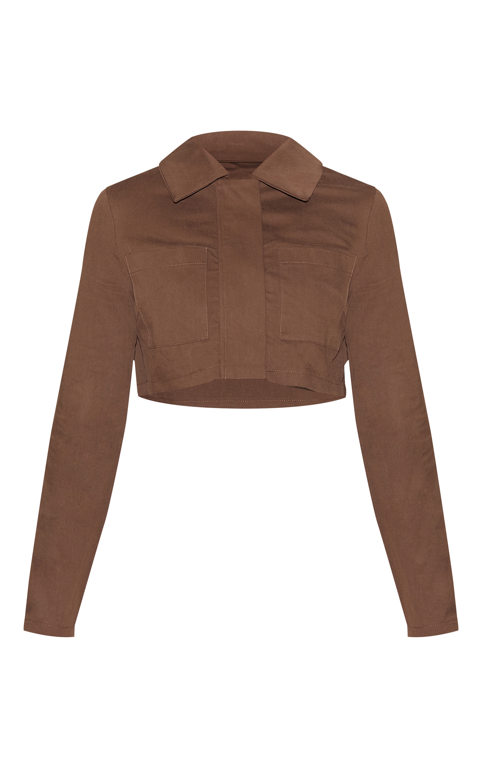 Deep Chocolate Woven Cropped Shacket | Co-ords | PLT