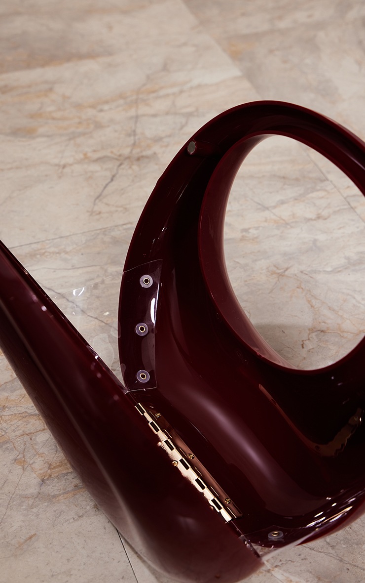 Burgundy Hard Smooth Curve Handbag | Accessories | PrettyLittleThing USA