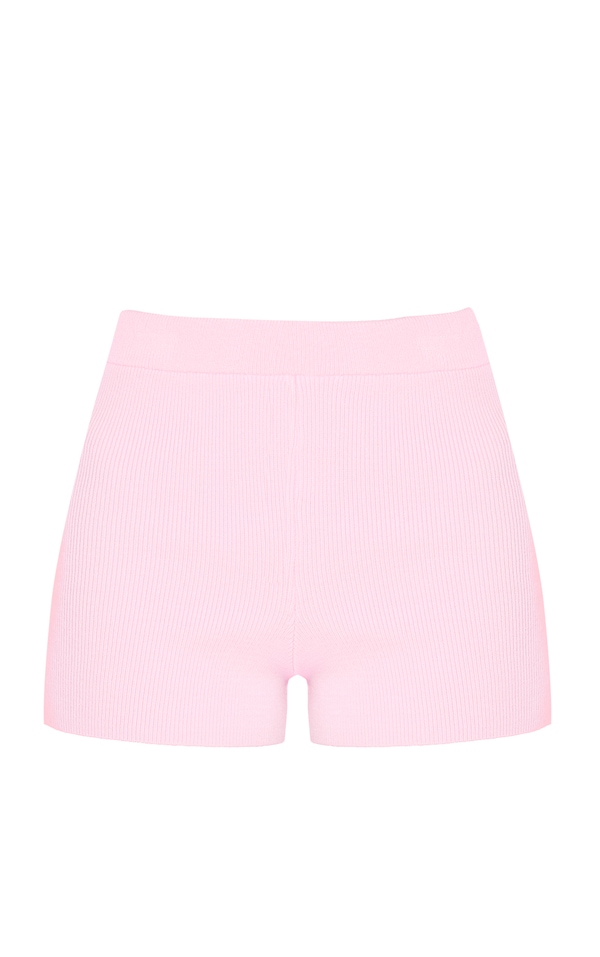 Pink Compact Knitted Mini Shorts | Knitwear | PLT USA