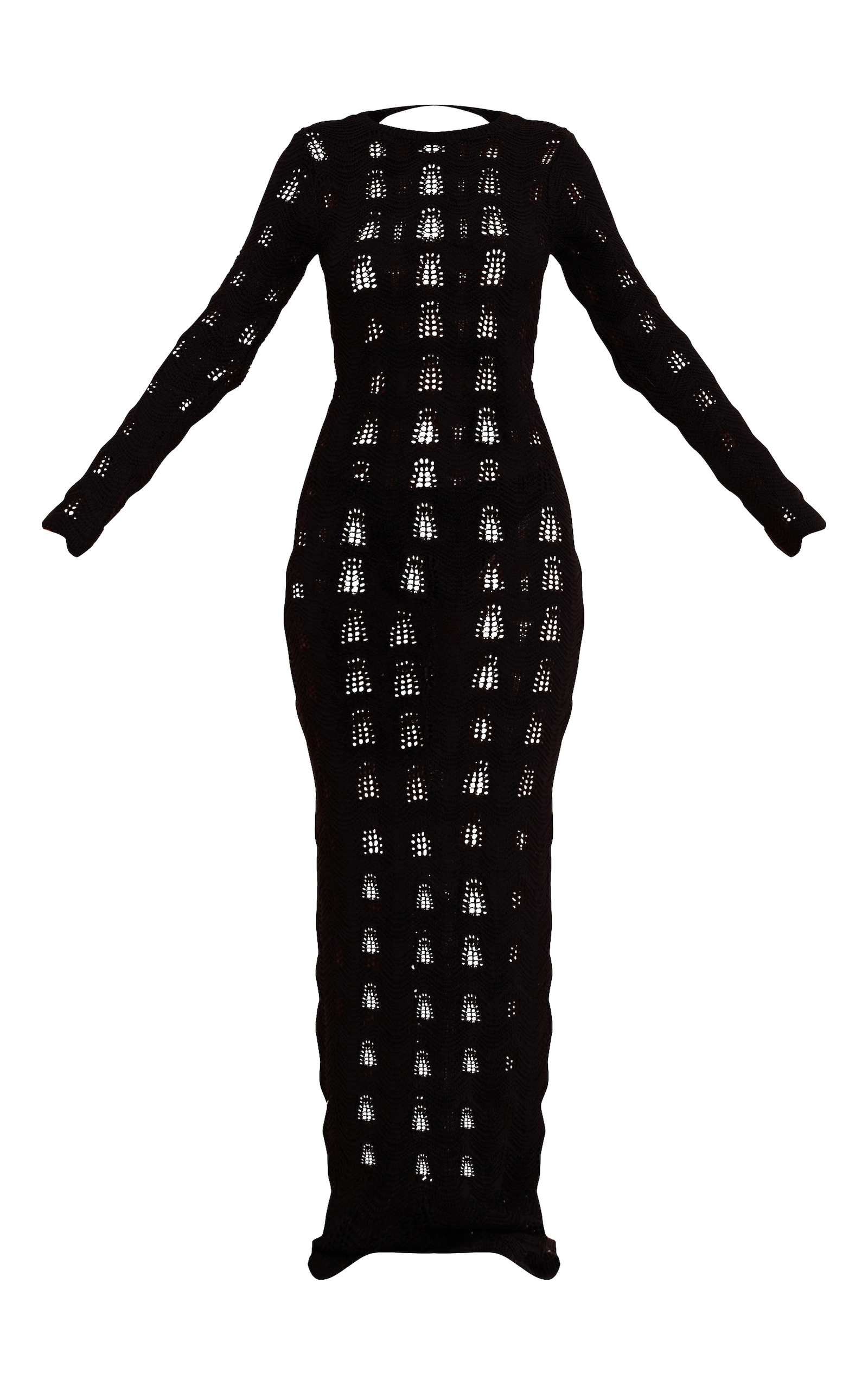 Black Long Sleeve Backless Maxi Dress | Knitwear | PLT