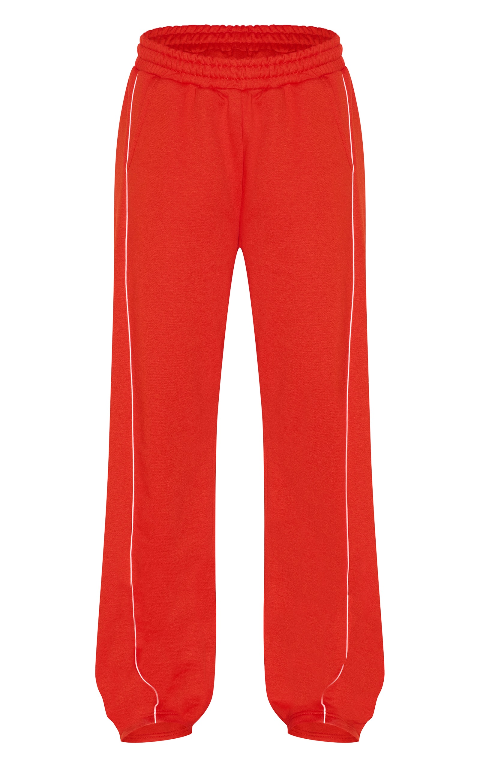 Red Contrast Piping Detail Wide Leg Joggers | Athleisure | PLT