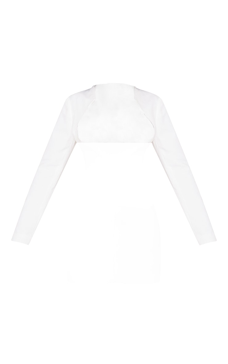 White Woven Cropped Tailored Jacket | Co-ords | PLT