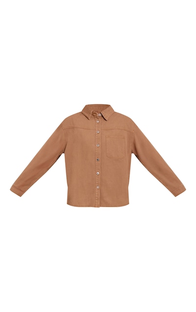 Toffee Oversized Single Pocket Denim Shirt | Denim | PLT USA