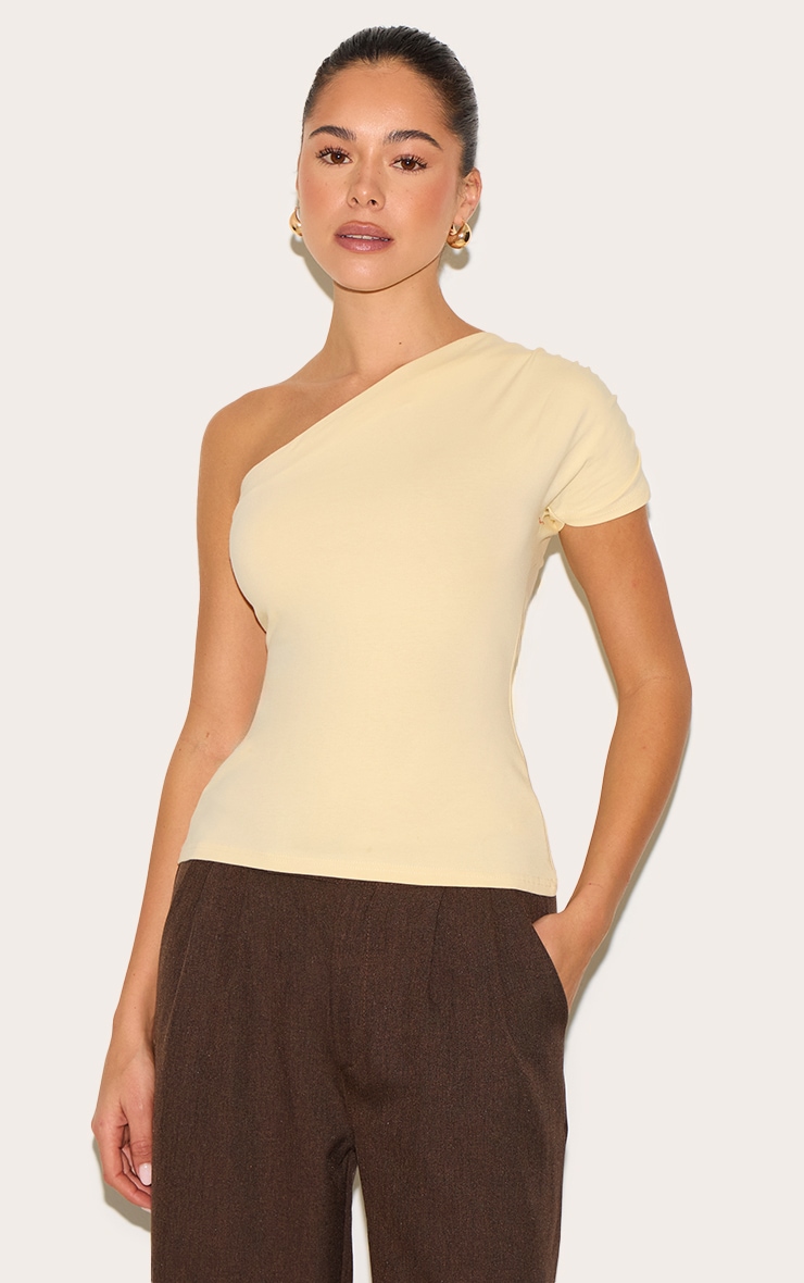 Butter Yellow One Shoulder Asymmetric Top | Tops | PLT USA