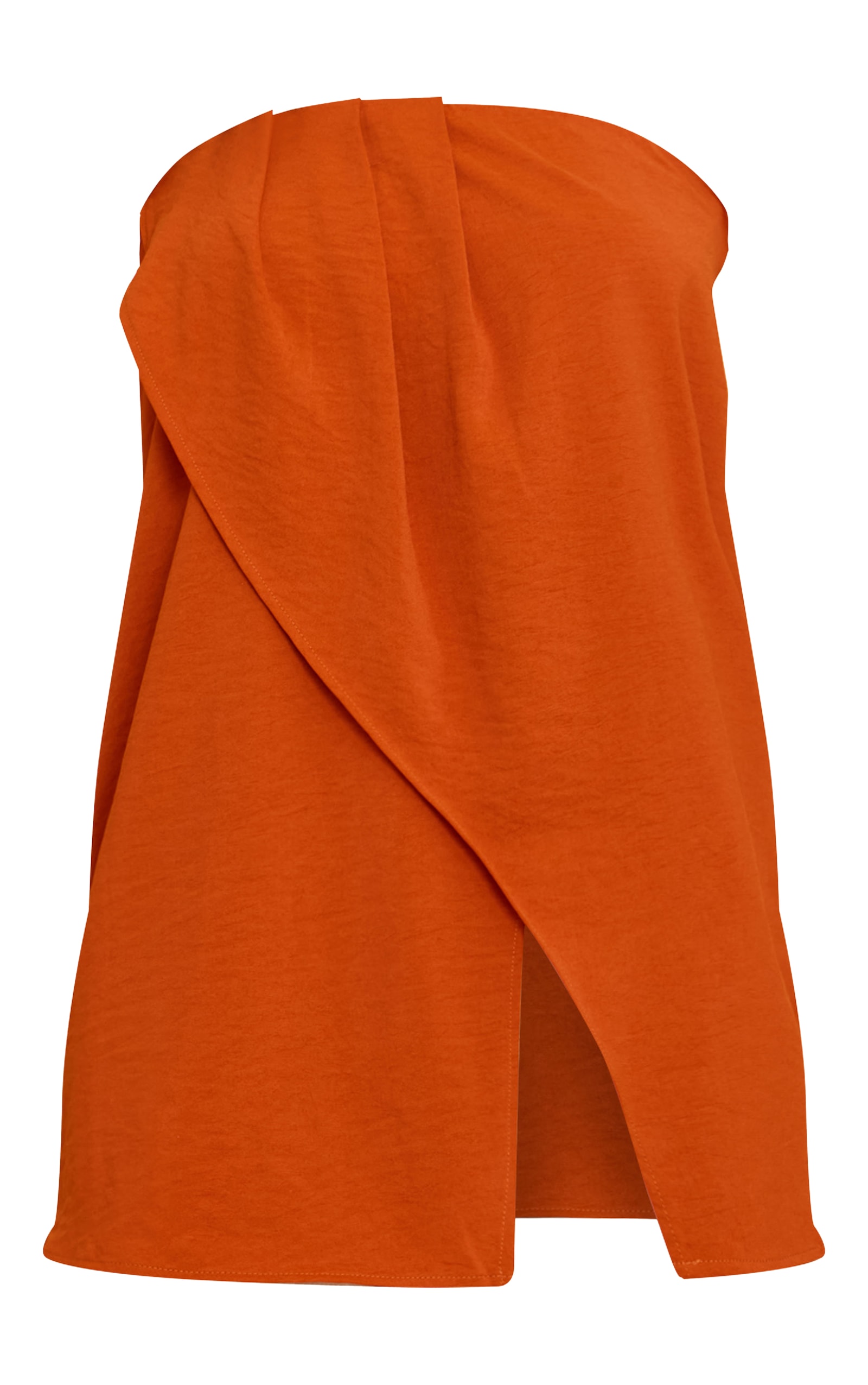 Rust Floaty Woven Split Hem Bandeau Long Top | Tops | PrettyLittleThing USA