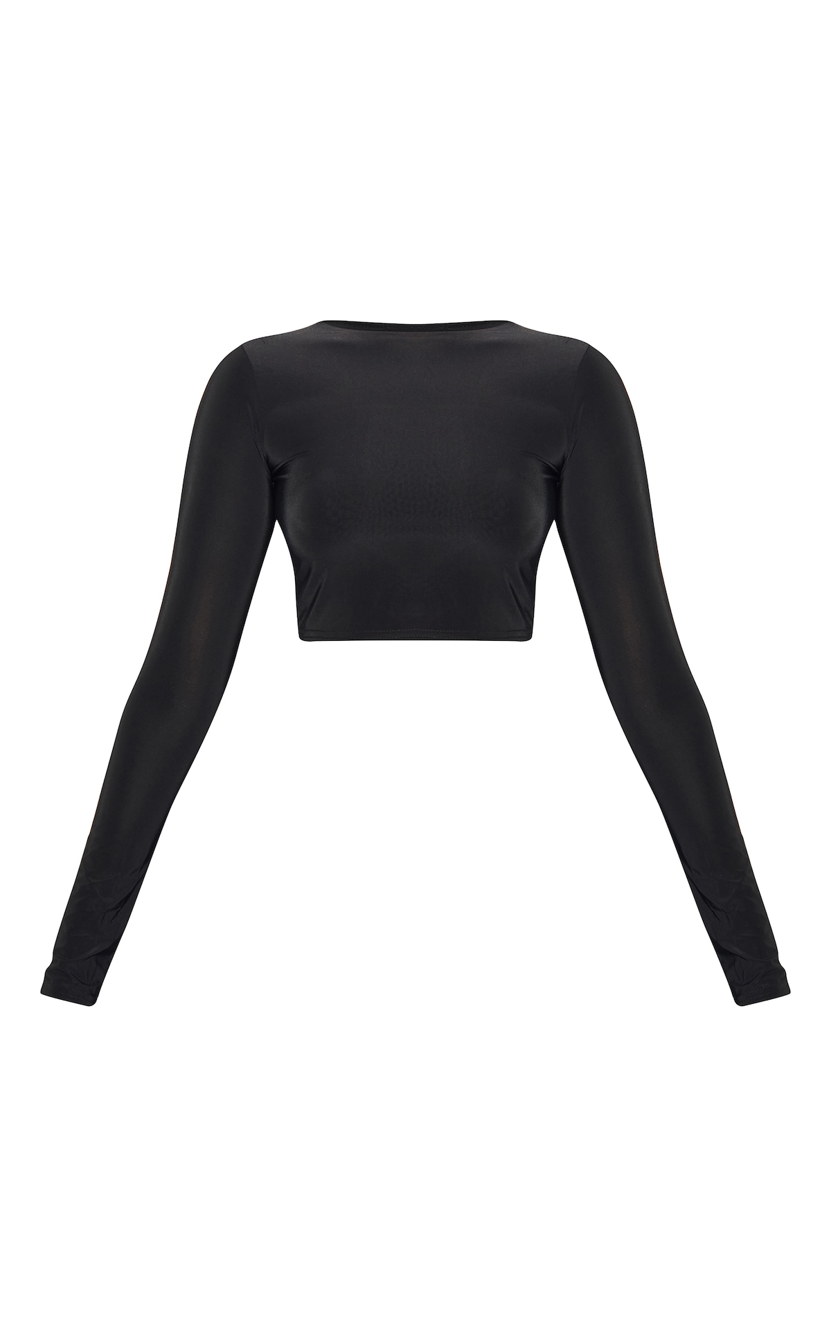 Black Basic Slinky Long Sleeve Crop Top | Tops | PrettyLittleThing AUS