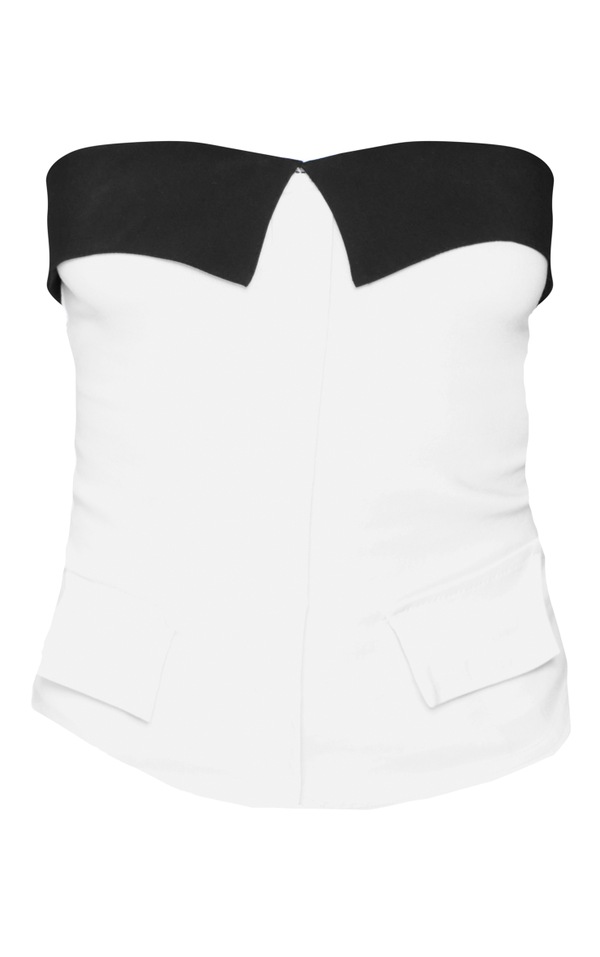 Black Stretch Woven Pocket Detail Folded Long Top | Tops | PLT