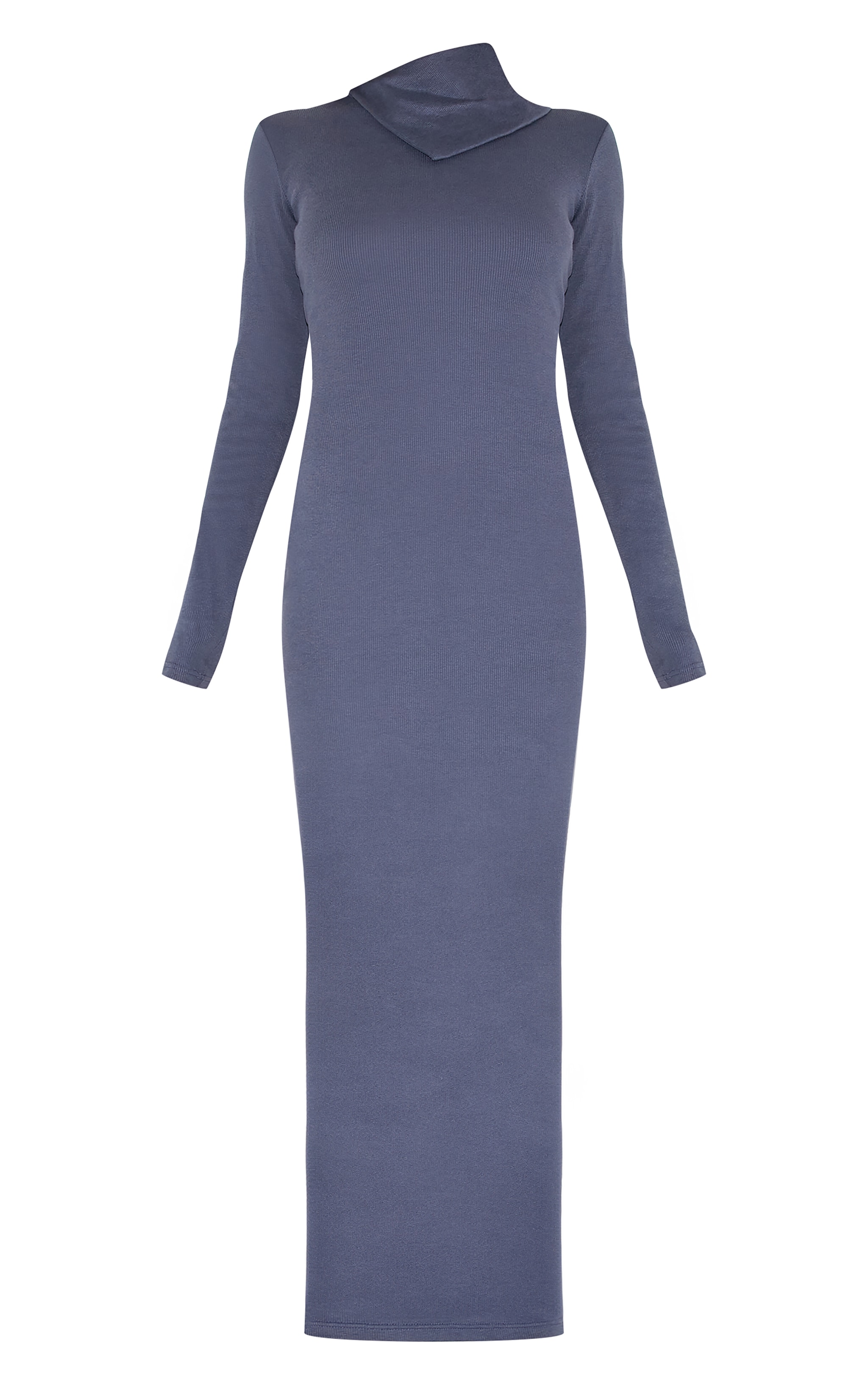Navy Rib Oversized Collar Maxi Dress Dresses Prettylittlething Usa