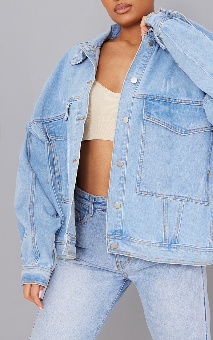 Light Blue Wash Drop Shoulder Denim Jacket | PrettyLittleThing USA