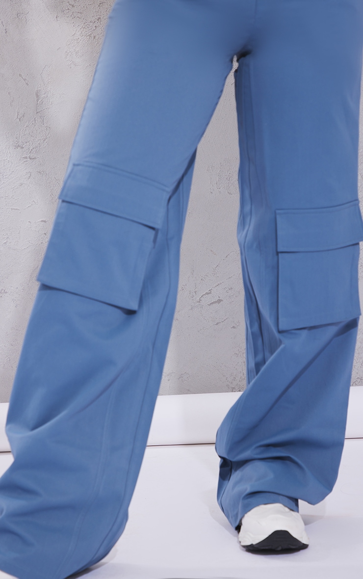 PrettyLittleThing Steel Blue Twill Pocket Front Cargo'S | PrettyLittleThing