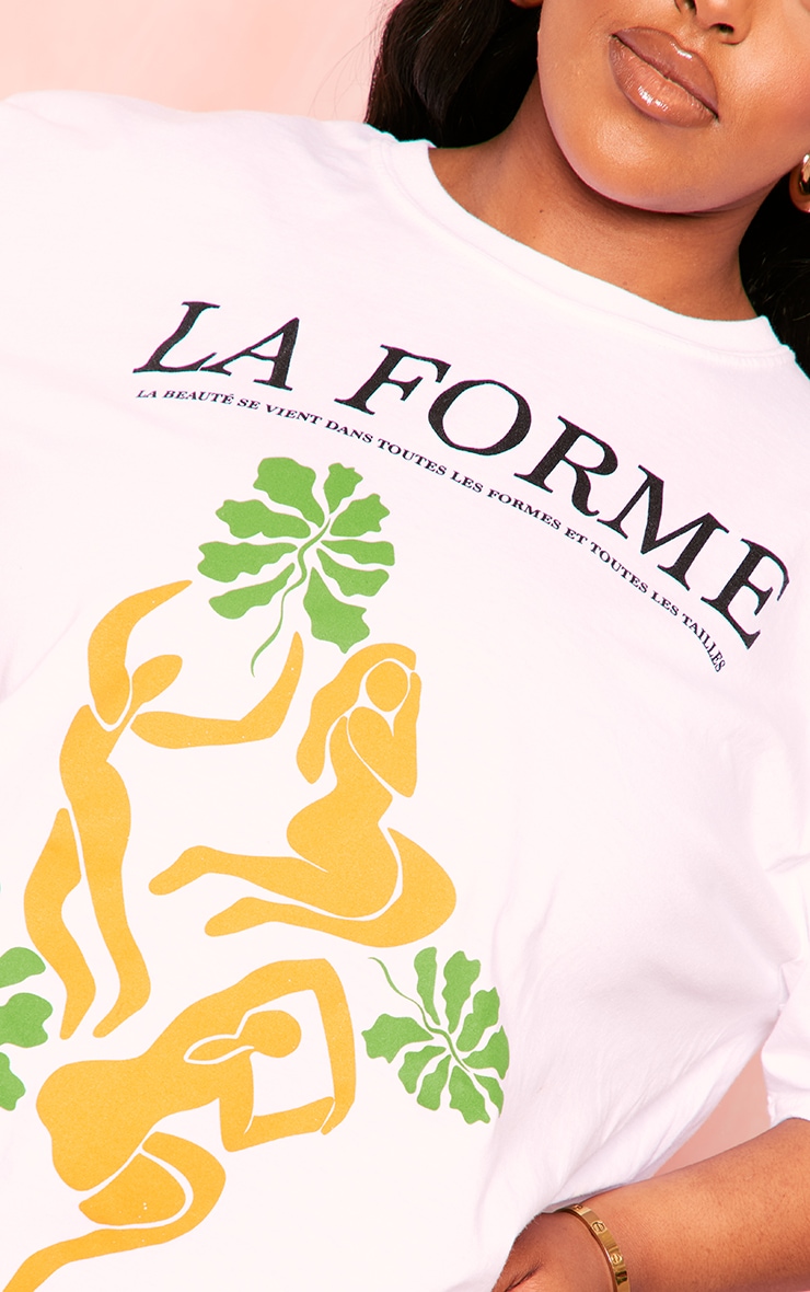 Plus White La Forme Orange Print T-shirt | Plus Size | PLT