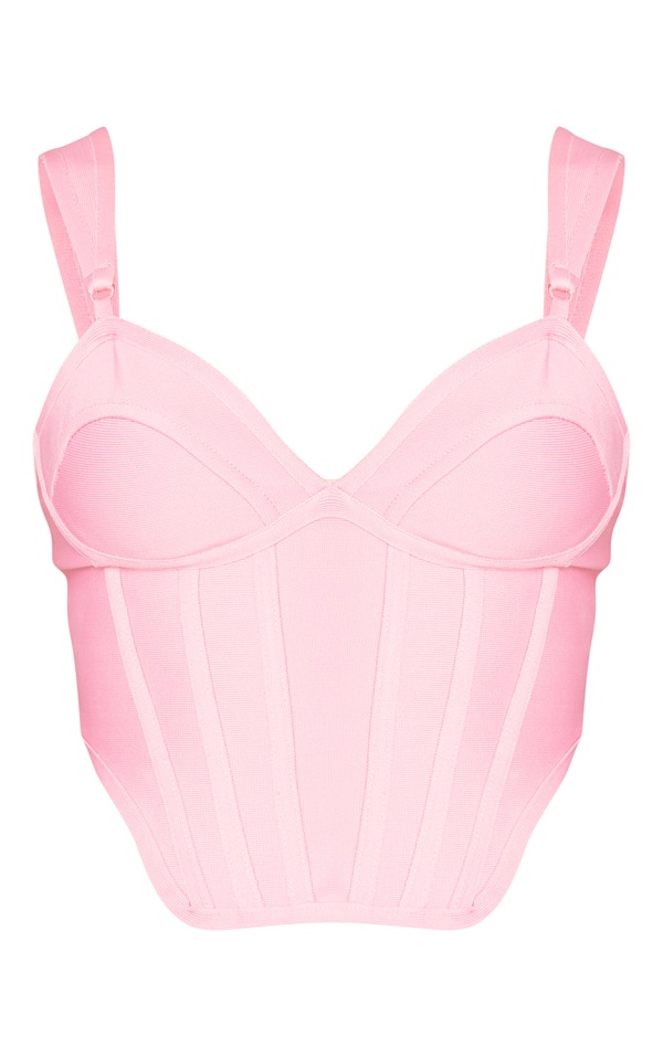 Dusty Pink Bandage Dip Hem Bust Cup Corset | PrettyLittleThing USA