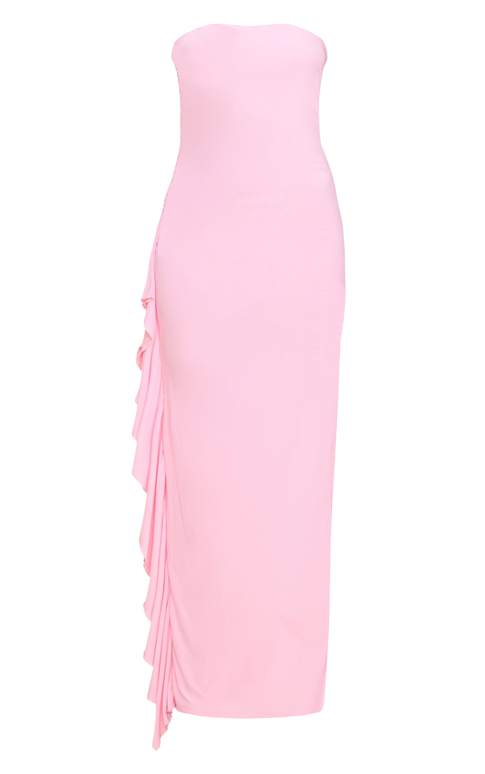 Baby Pink Double Layer Bandeau Frill Maxi Dress | Dresses | PLT