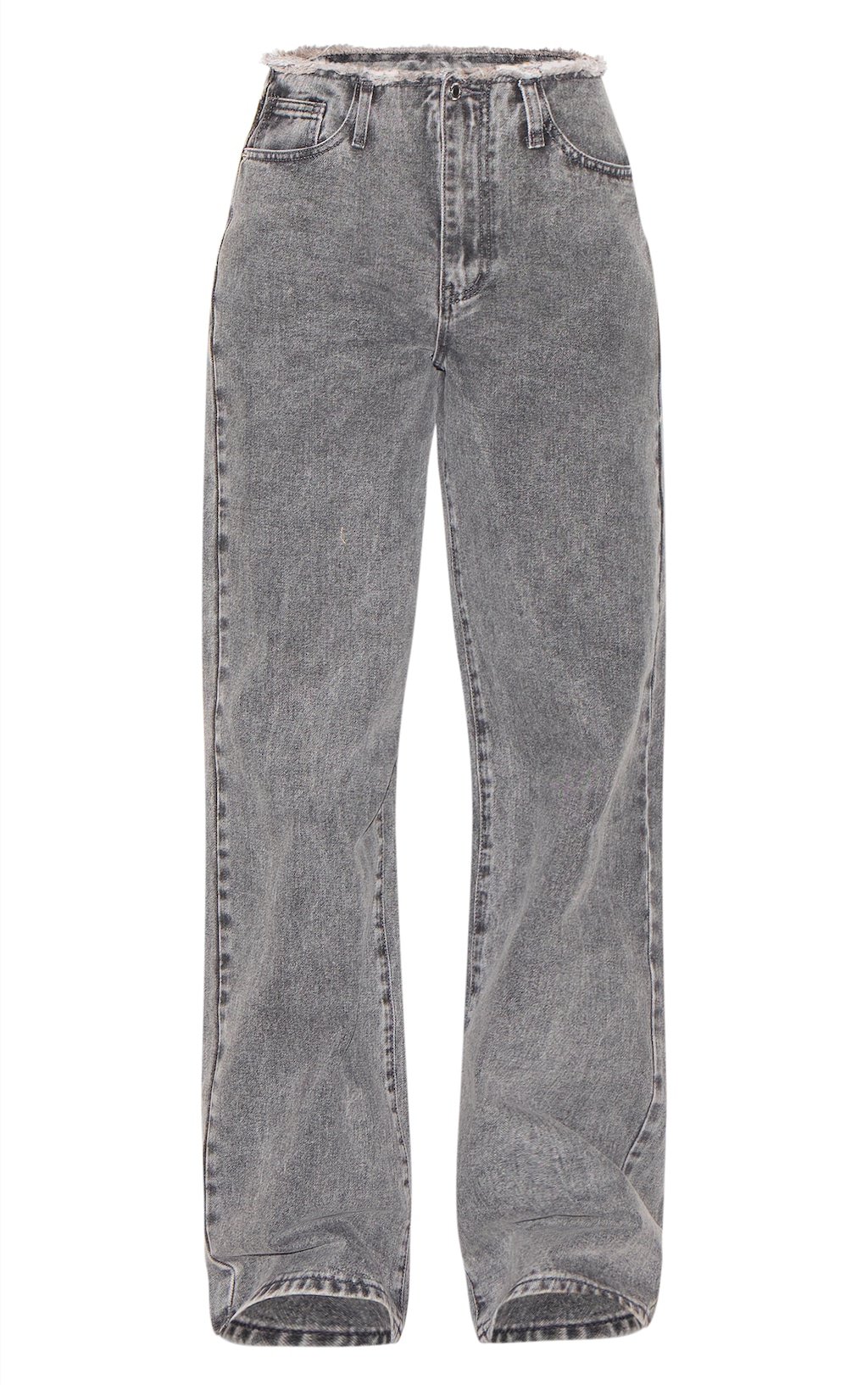Tall Grey Fray Waist Low Rise Straight Leg Jeans | Tall ...