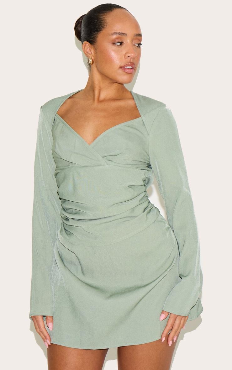 Shape Robe De Tailleur Fluide Tissée Vert Olive Froncée Sur Les Côtés À ...