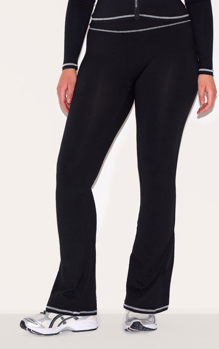 Shape Black Sculpted Contrast Stitch Foldover Waist Pants | Shape ...
