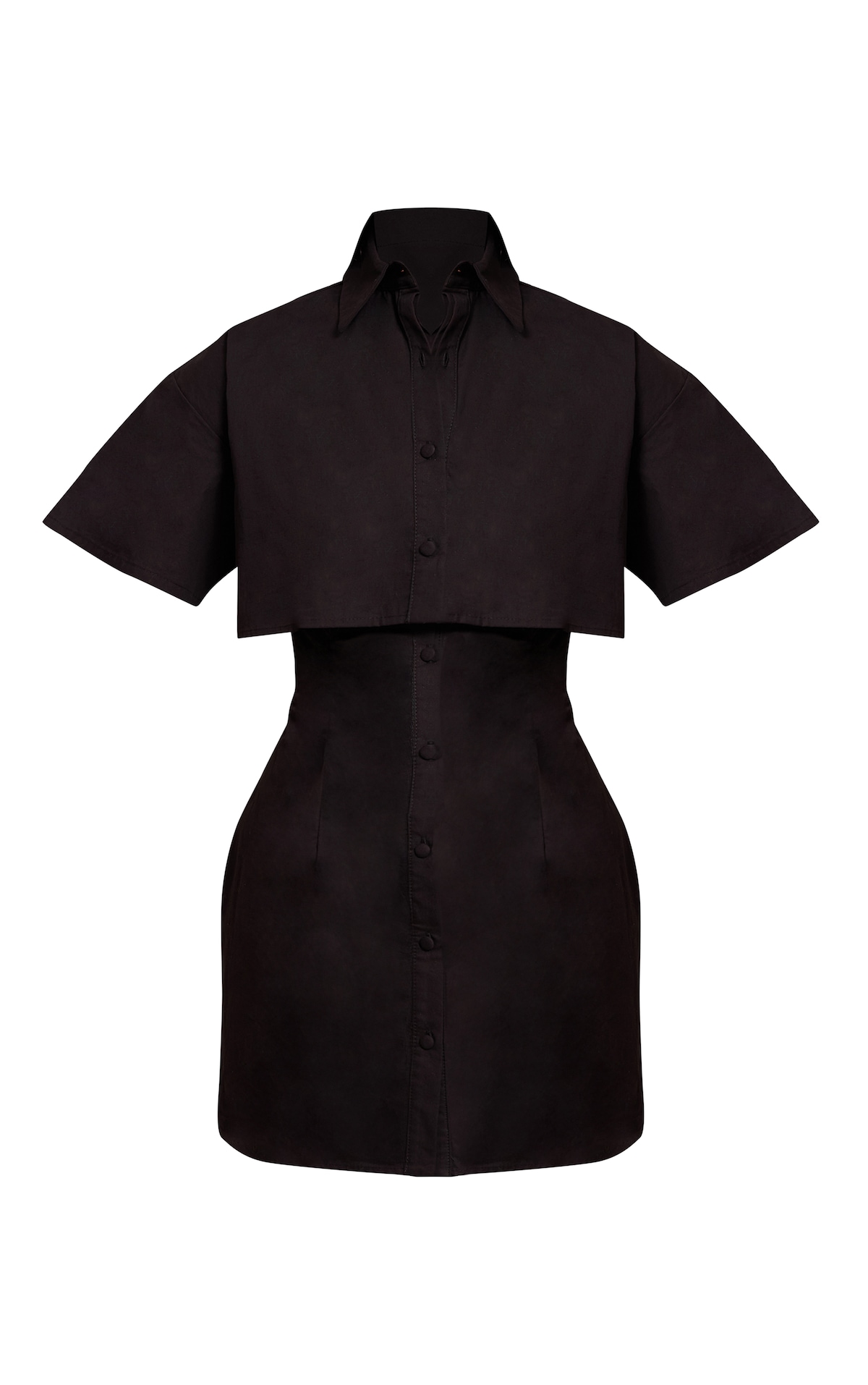 Tall Black Overlay Detail Shift Dress | Tall | PLT