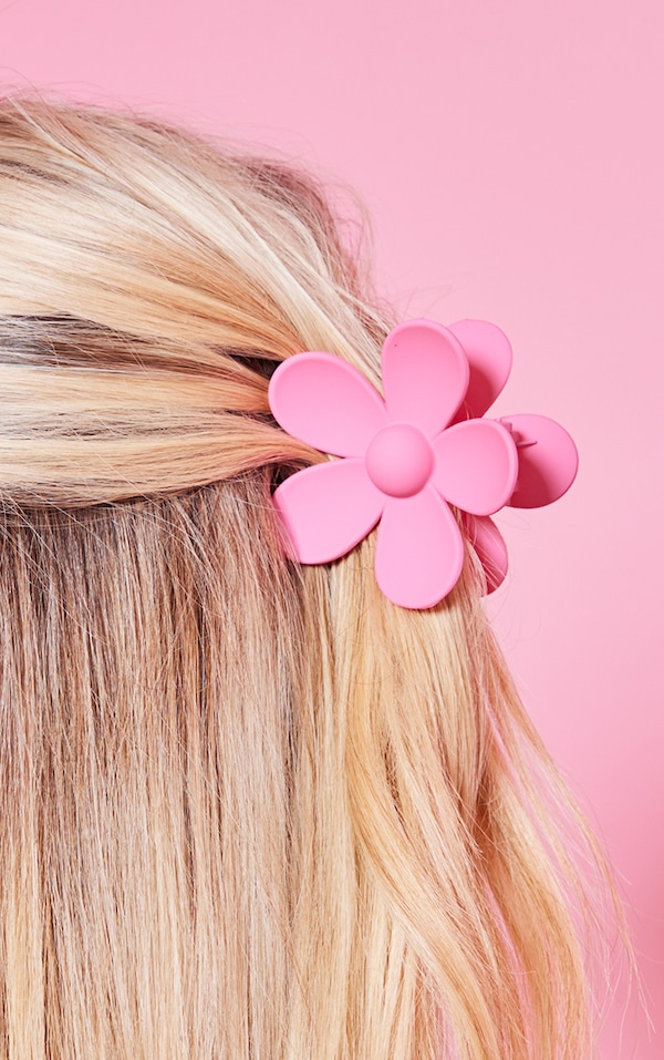 Pink Matte Flower Clip | Accessories | PrettyLittleThing