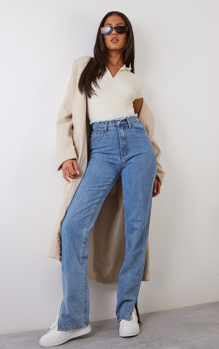 Tall Beige Rib Quarter Zip Short Sleeve Bodysuit | Tall ...