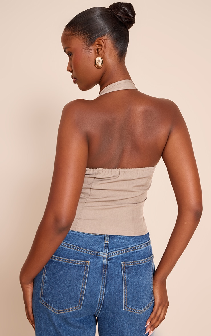 Mushroom Boned Dip Hem Corset | Tops | PrettyLittleThing AUS