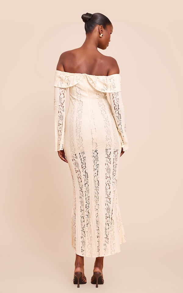 Lemon Lace Fold Over Bandeau Maxi Dress | Dresses | PrettyLittleThing USA