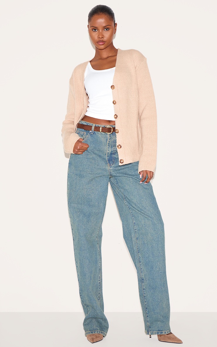 Oatmeal Chunky Knit Longline Cardigan | Knitwear | PLT