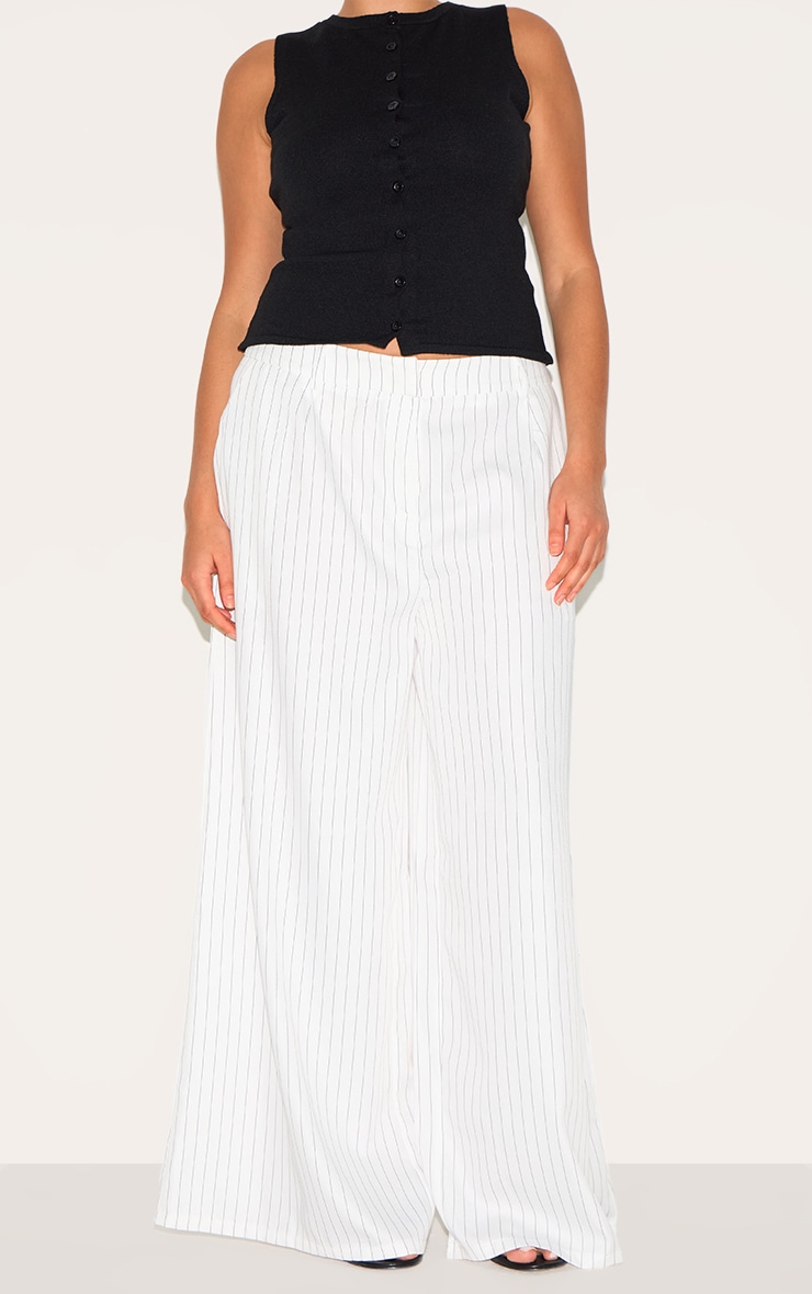 Plus Latte Maxi Pinstripe Tailored Trousers | Plus Size | PLT