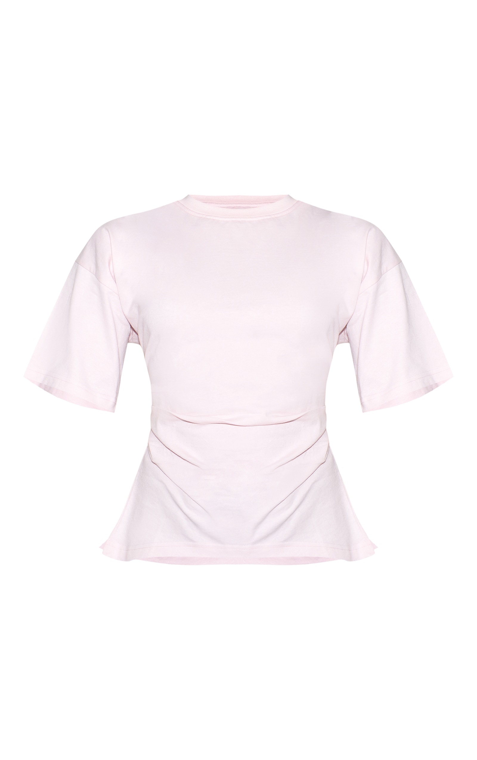 Baby Pink Ruched Side Detail T Shirt | Tops | PLT