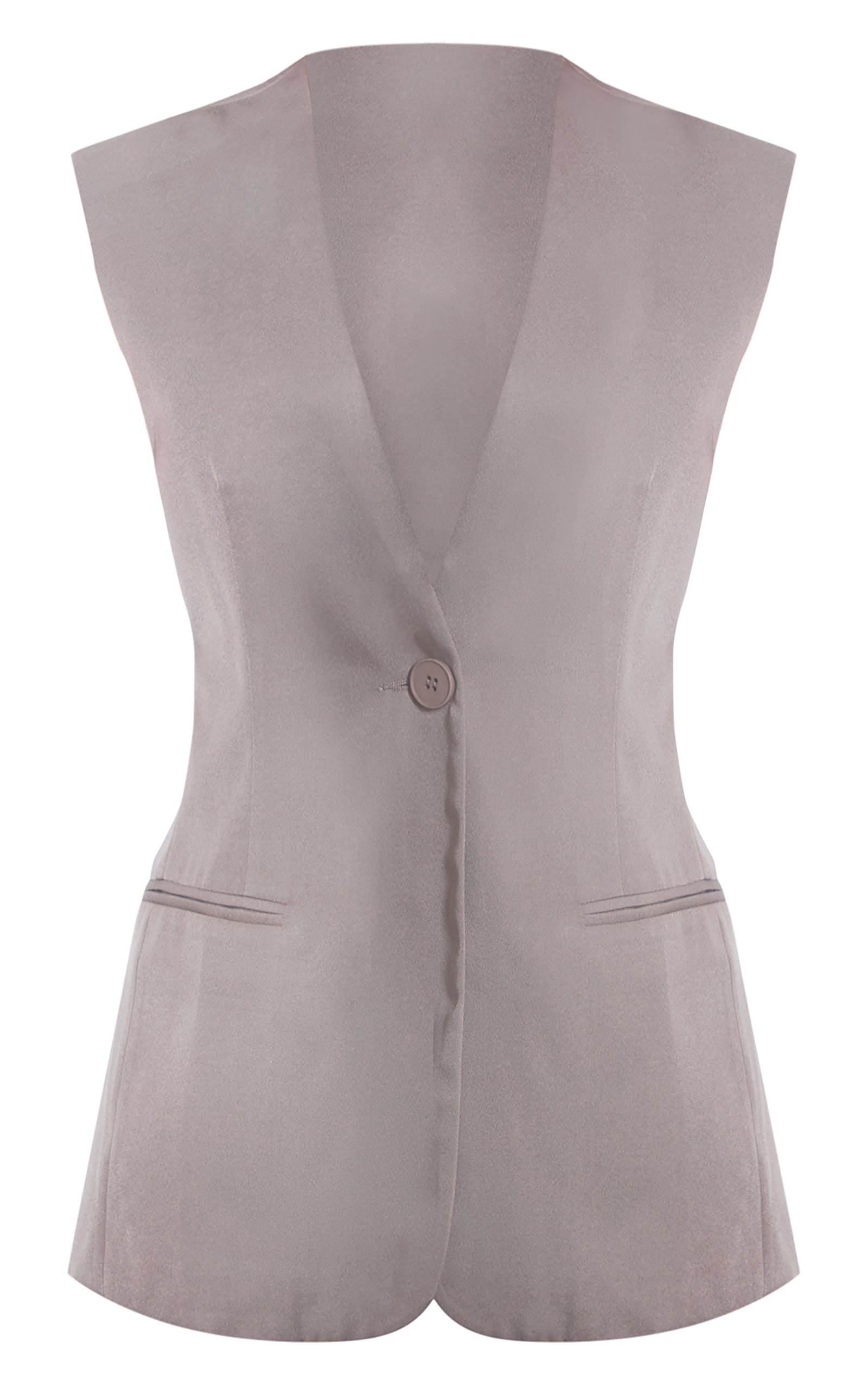 Taupe Premium Tailored Woven Longline Waistcoat | Co-ords | PLT