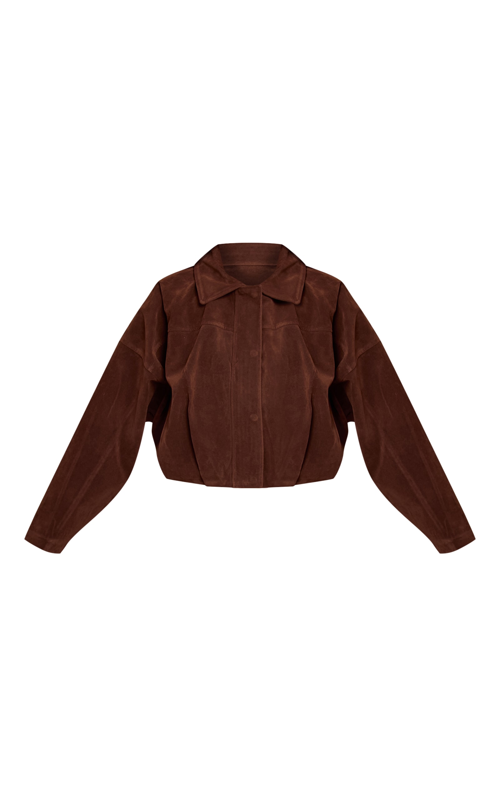 Chocolate Faux Suede Covered Placket Bomber Jacket | Outerwear ...