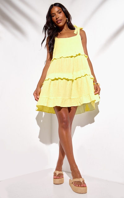 Yellow Ruffle Dress | PrettyLittleThing