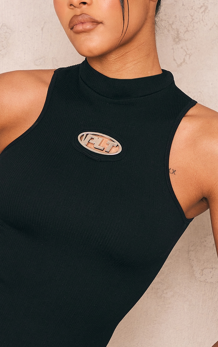 Plt Black Hardware Detail High Neck Bodysuit | PrettyLittleThing