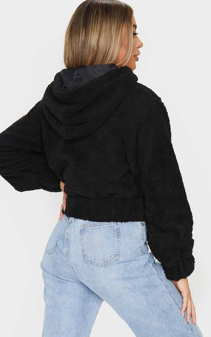 Black Borg Hooded Zip Through Jacket | PrettyLittleThing USA