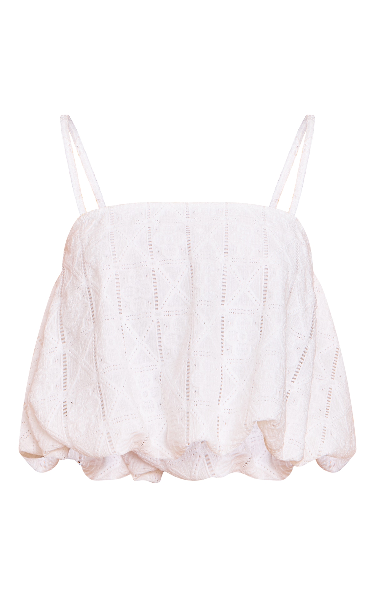 White Crochet Textured Puffball Bralet | Tops | PLT