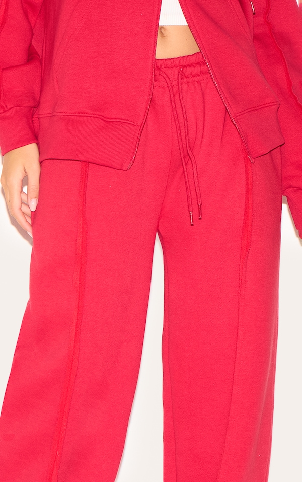 Red Oversized Wide Leg Seam Detail Sweatpants | Sweat ...