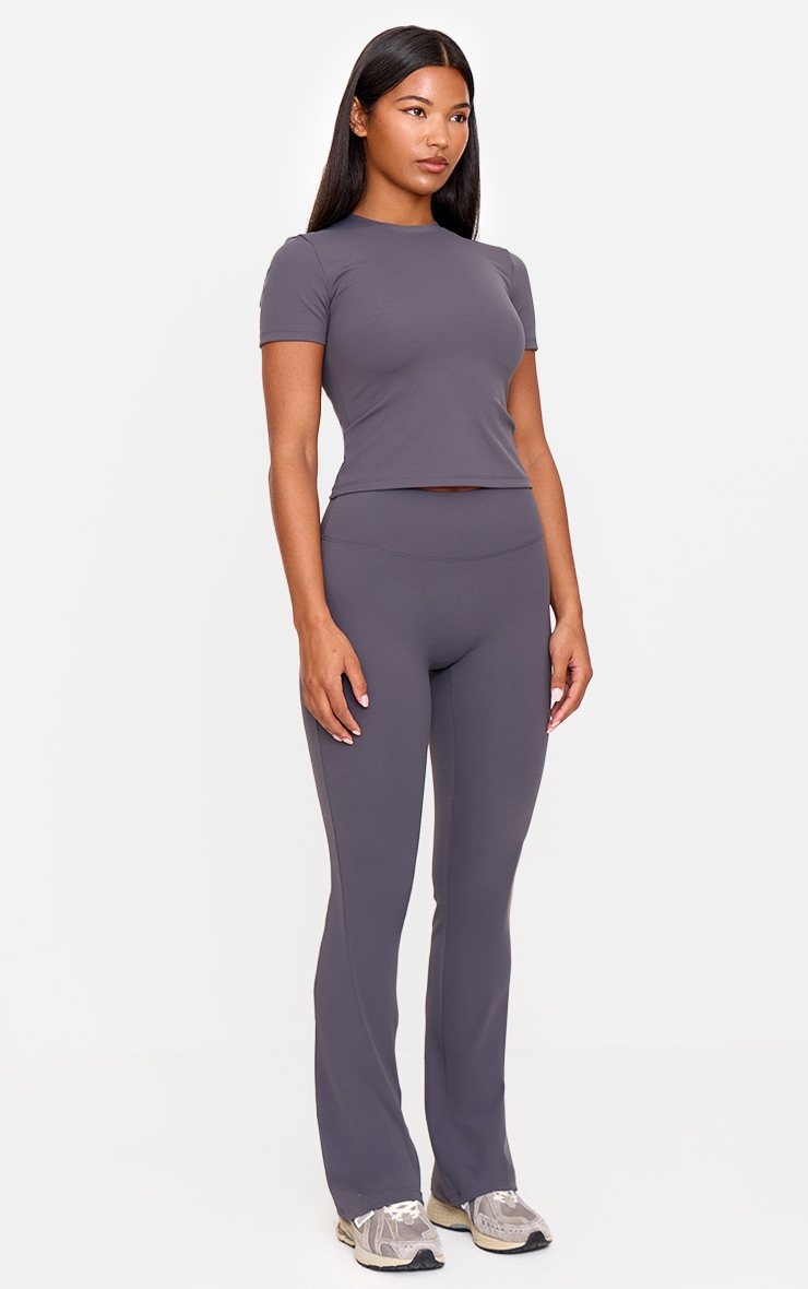 Charcoal Sculpt Longline Short Sleeve Gym Top | Athleisure ...