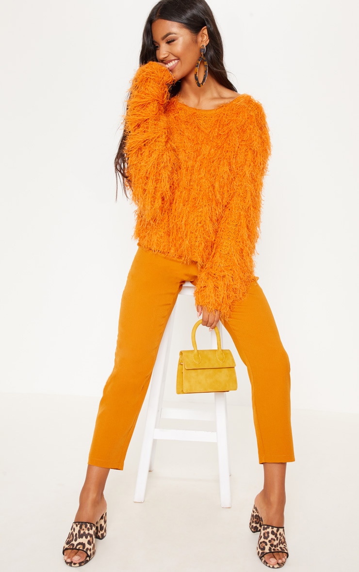 Rust Fluffy Knit Cropped Jumper | Knitwear | PLT