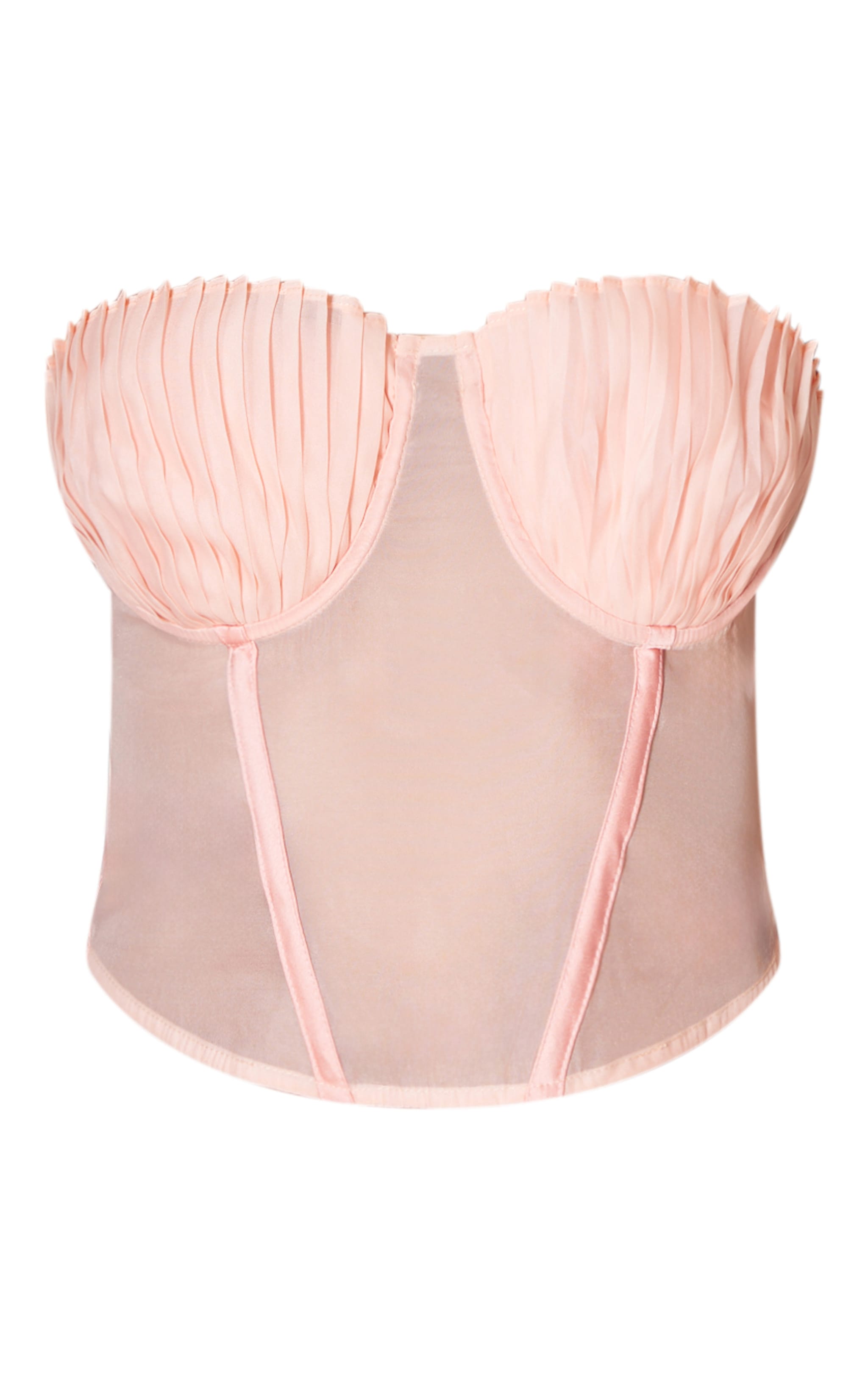 Baby Pink Organza Pleated Bust Corset | Tops | PrettyLittleThing AUS