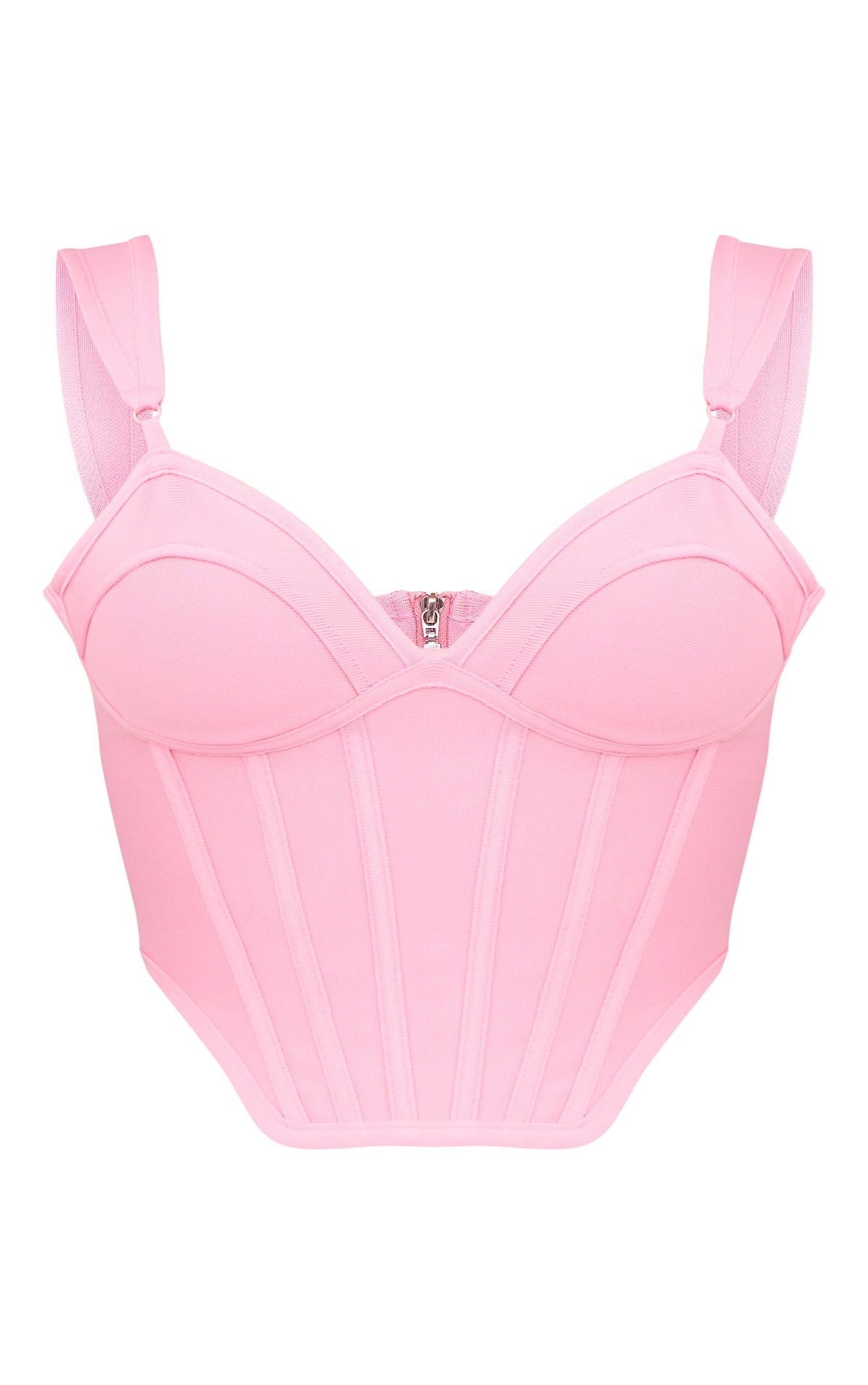Bubblegum Pink Bandage Dip Hem Bust Cup Corset | Tops | PrettyLittleThing