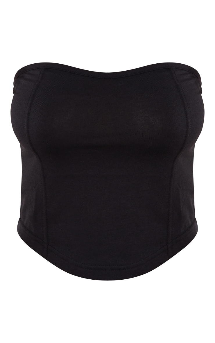 Black Jersey Tonal Bust Stitch Crop Top | Tops | PrettyLittleThing USA