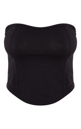 Black Jersey Tonal Bust Stitch Crop Top | PrettyLittleThing