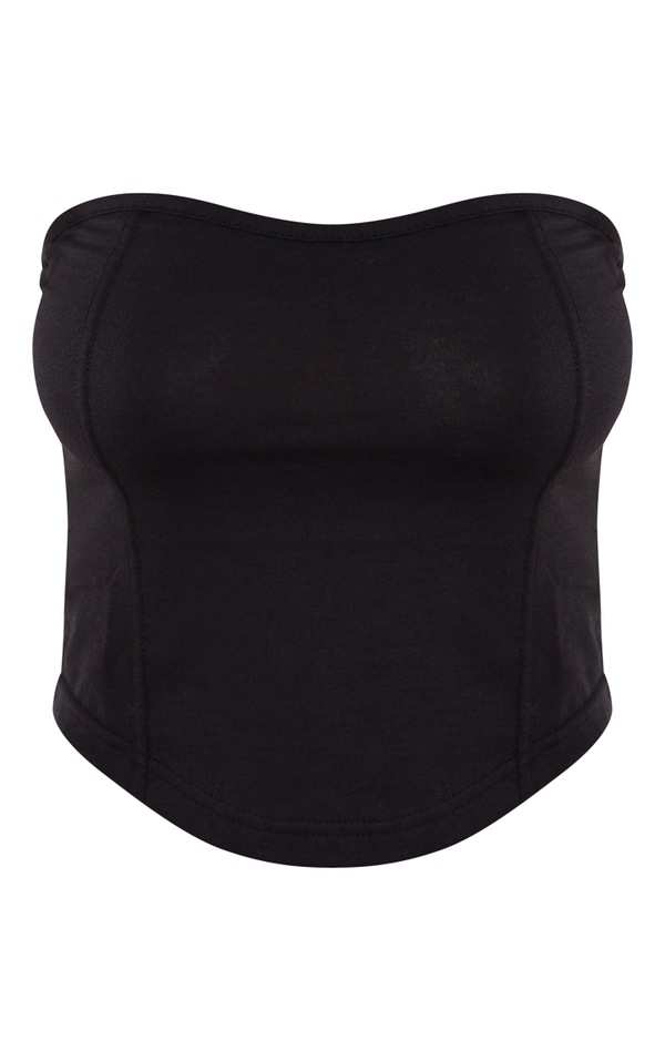 Black Jersey Tonal Bust Stitch Crop Top | Tops | PrettyLittleThing USA