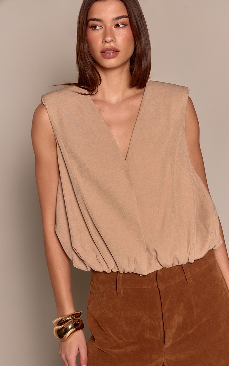 Sand Woven Bubble Hem Waistcoat | Tops | PLT IRE