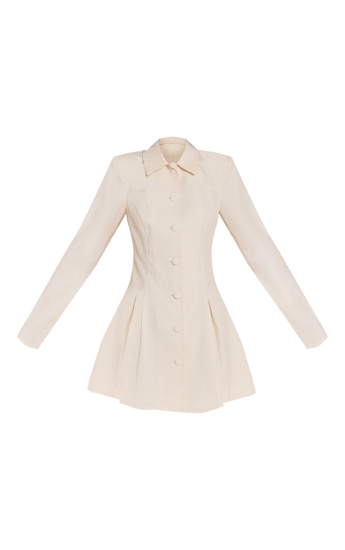 Cream Button Up Pleated Shirt Dress | Dresses | PLT