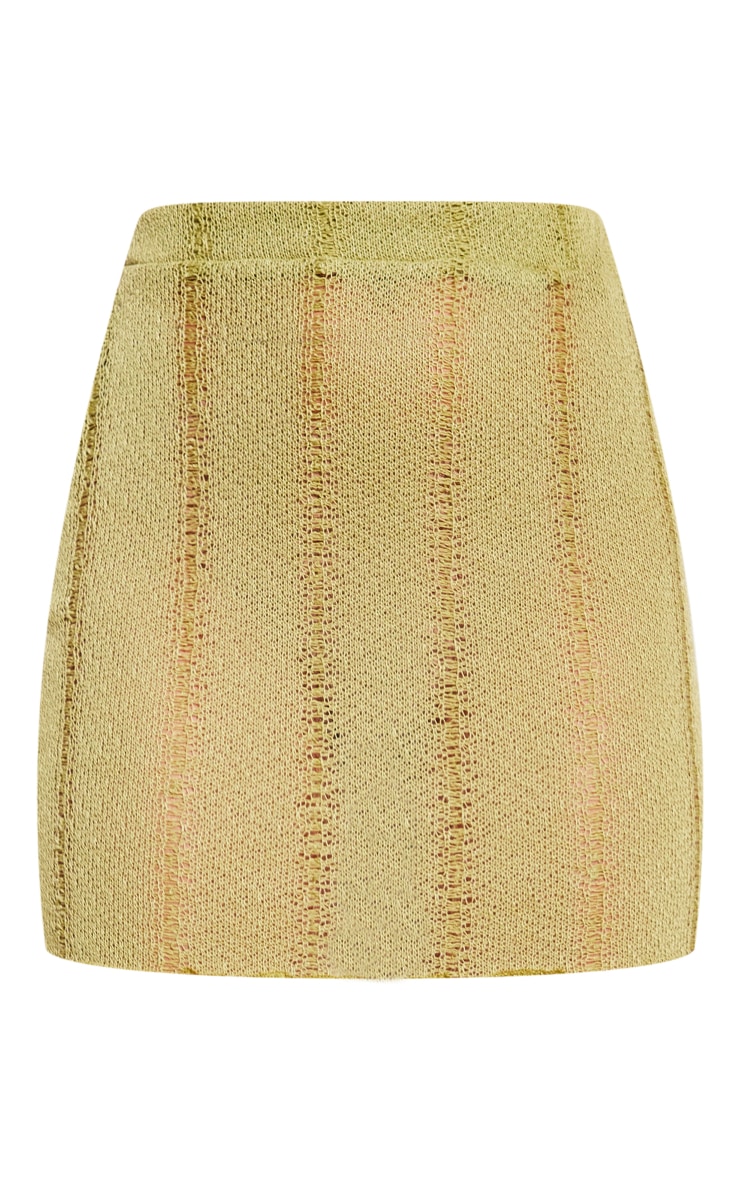 Petite Olive Ladder Knit Micro Mini Skirt | Petite | PrettyLittleThing QA