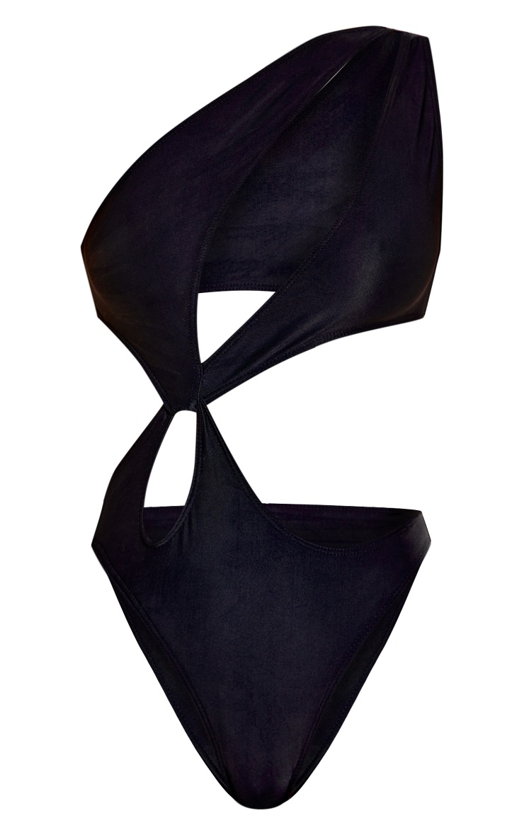 Black Loop One Shoulder Swimsuit | Swimwear | PrettyLittleThing USA